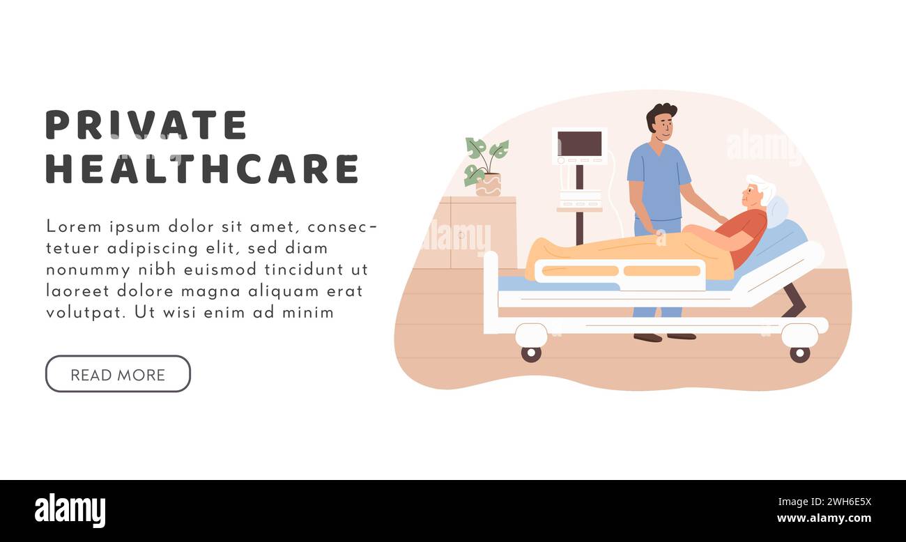 Residential care or private healthcare facility vector web banner ...