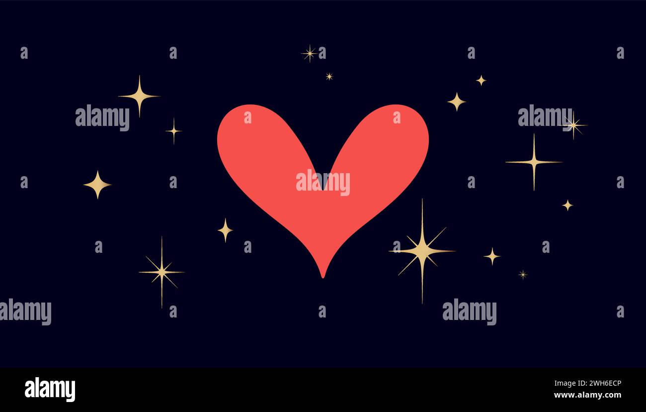 Heart sign, Love symbol with stars. Heart icon love with star, black ...