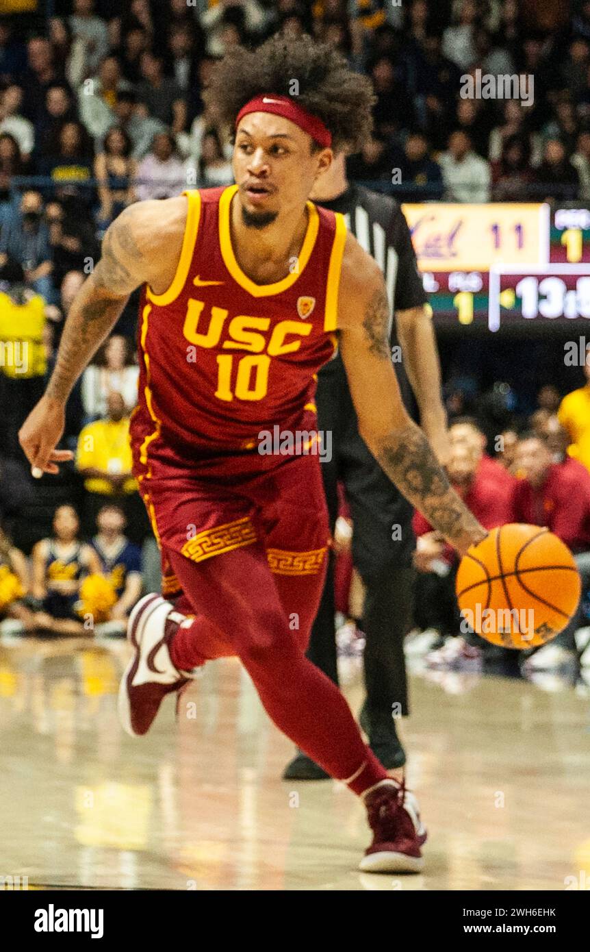 Haas Pavilion. 07th Feb, 2024. CA U.S.A. USC forward DJ Rodman (10)goes ...