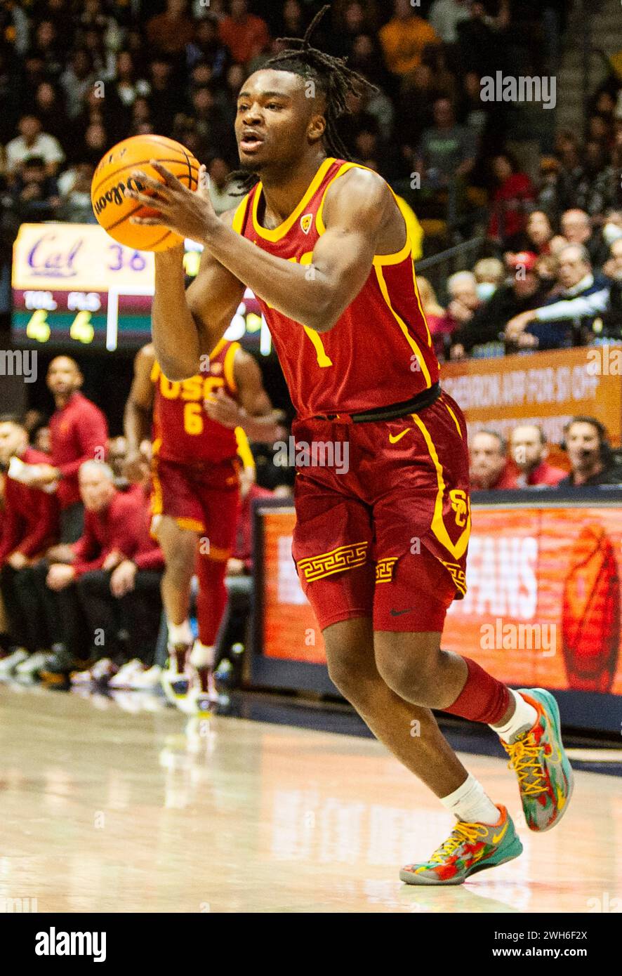 February 07 2024 Berkeley, CA U.S.A. USC guard Isaiah Collier (1)looks ...