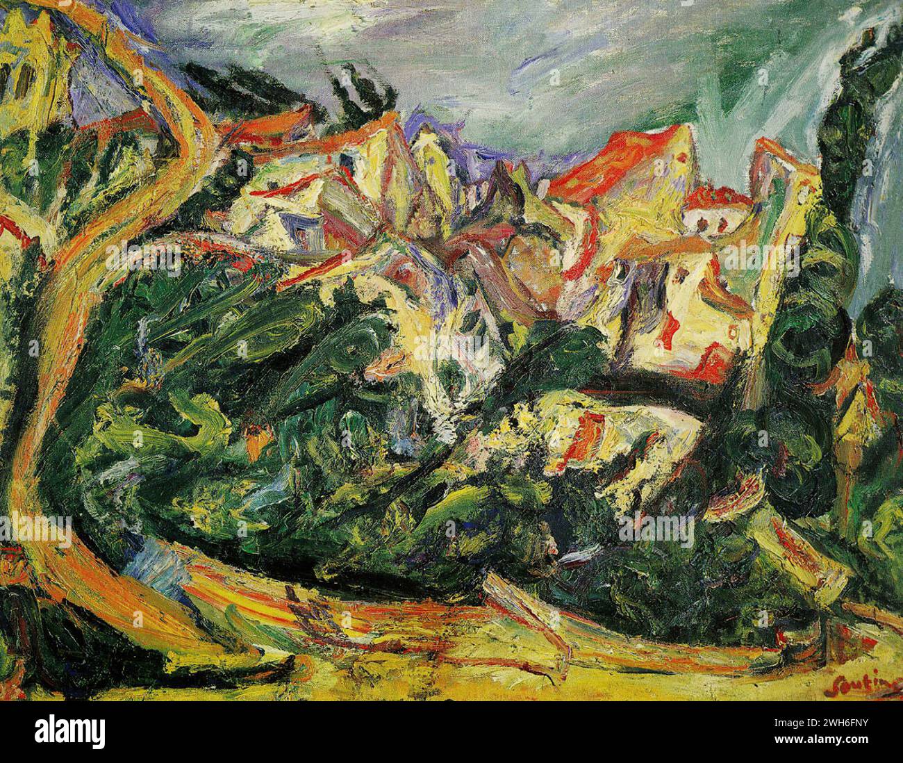 Chaïm Soutine, (1893–1943), Russian-French, Expressionism Paysage avec ...