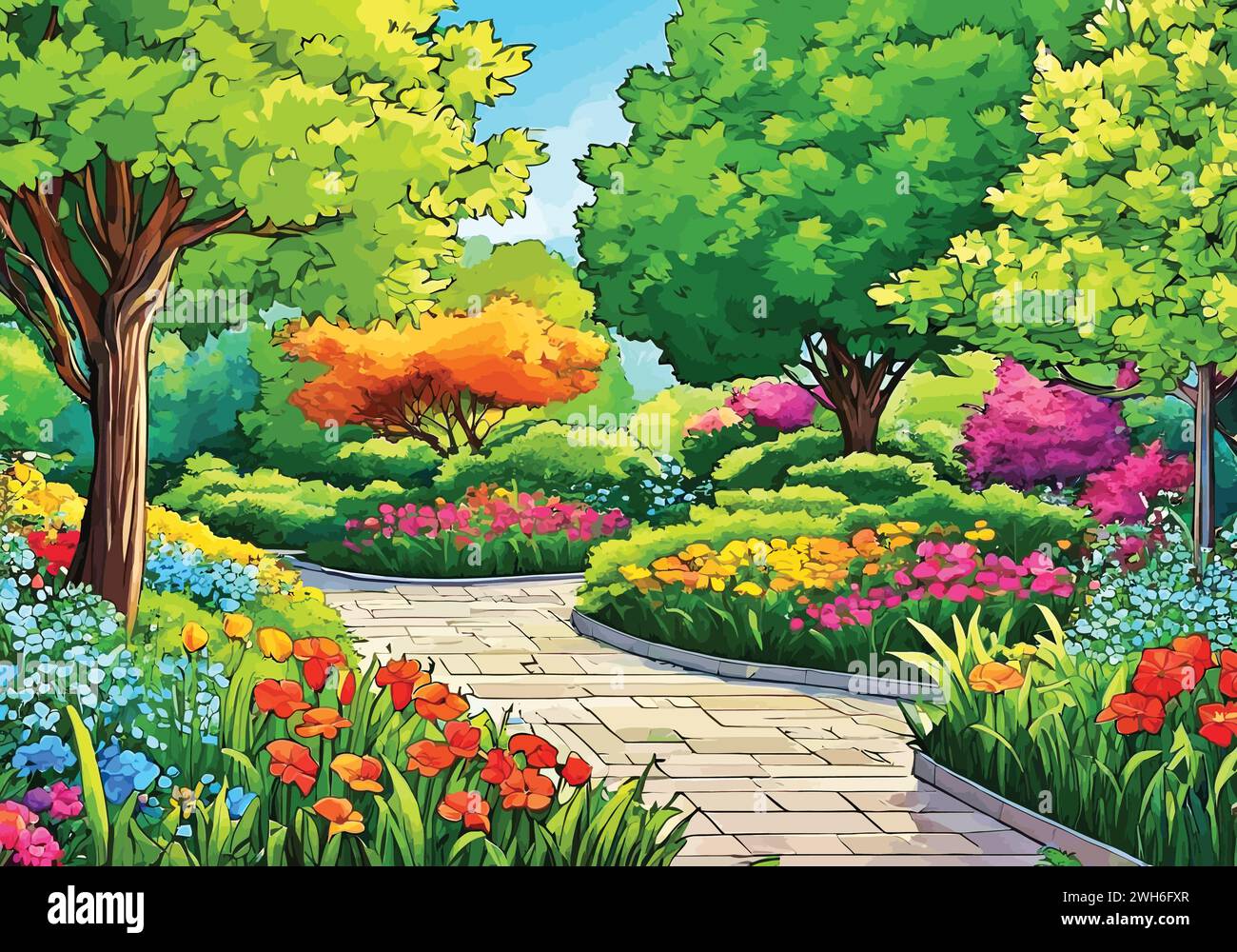 Beautiful courtyard Stock Vector Images - Alamy