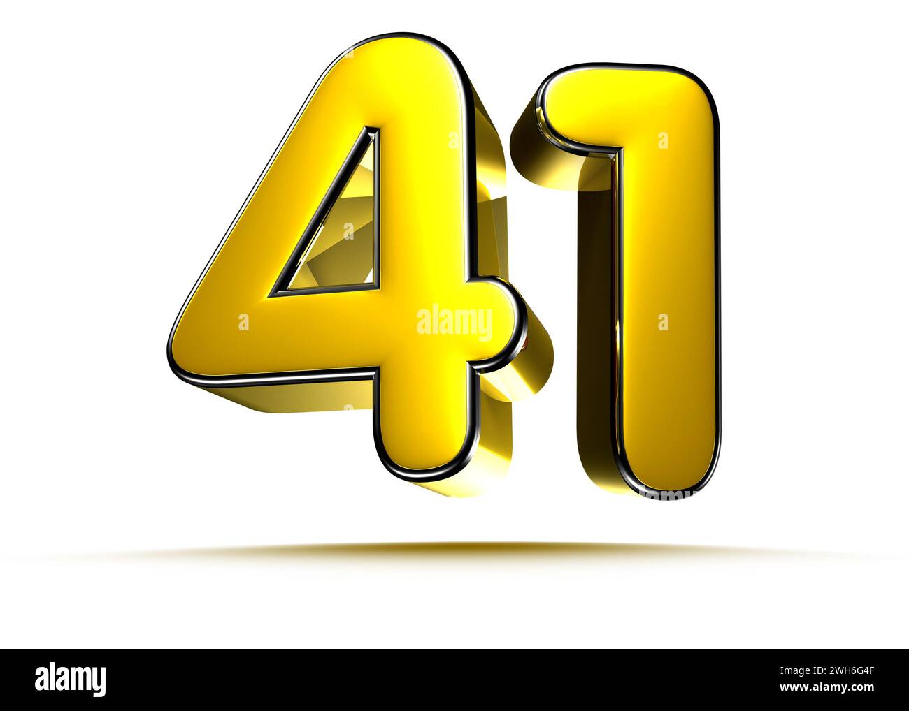 41 gold 3D illustration on white background have work path. Advertising ...