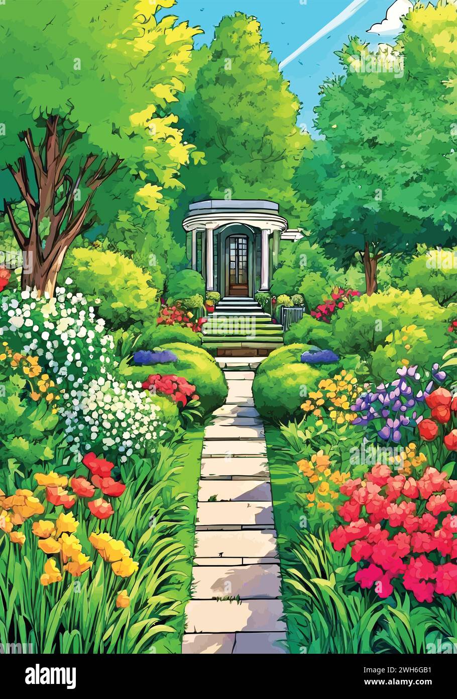 Enchanting courtyard Stock Vector Images - Alamy