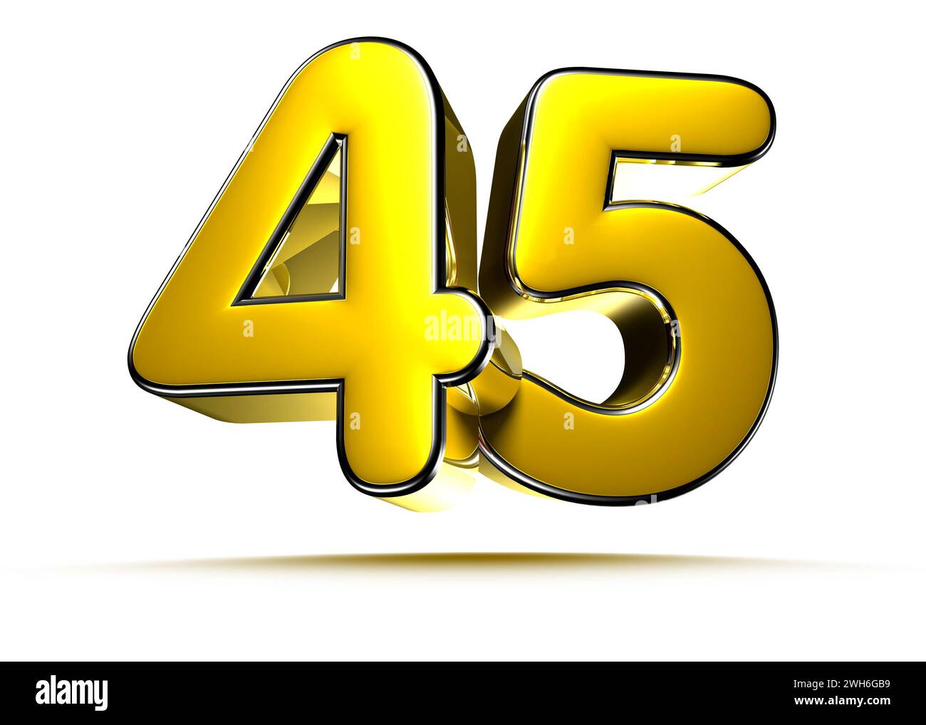 45 gold 3D illustration on white background have work path. Advertising ...