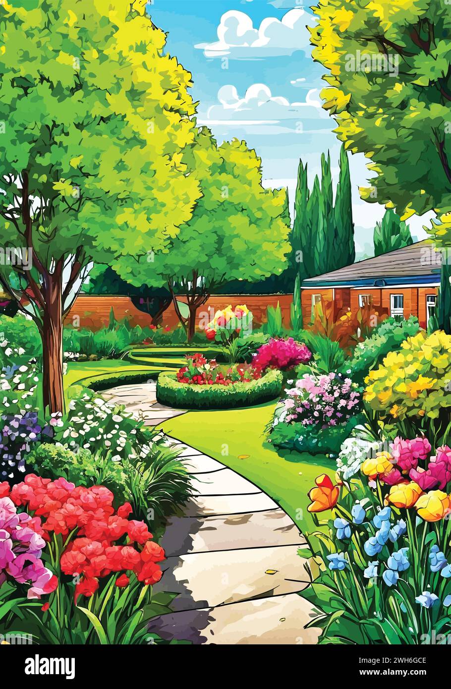 Enchanting courtyard Stock Vector Images - Alamy