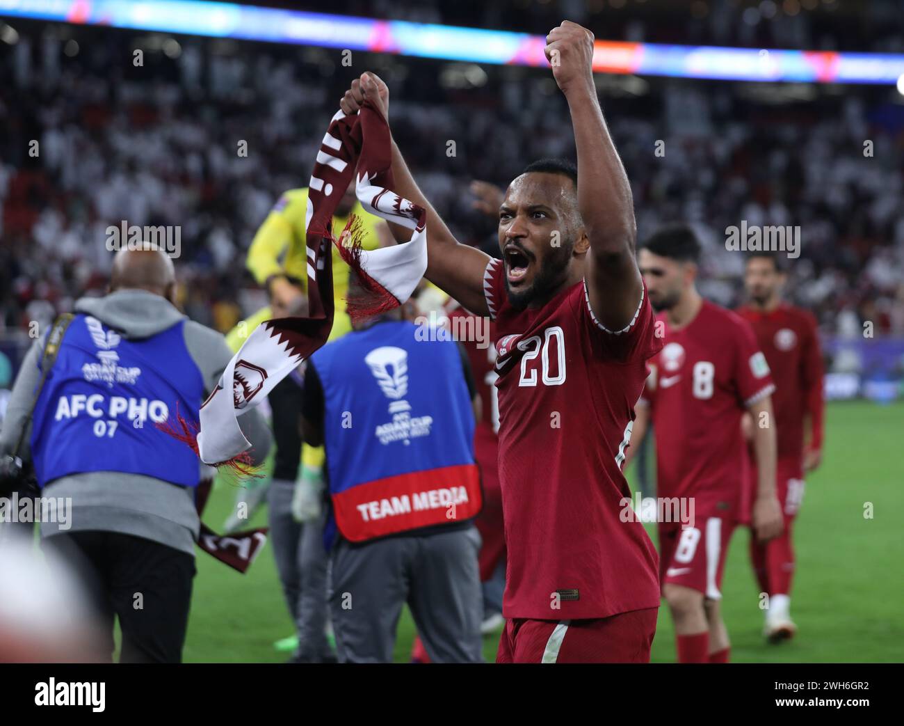 DOHA, QATAR - FEBRUARY 07: Ahmed Fatehi of Qatar celebrates during the ...
