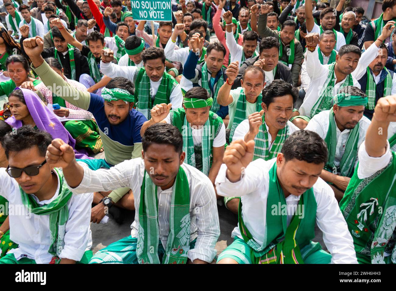 February 8, 2024: People belonging to ethnic Sarania Kachari community ...