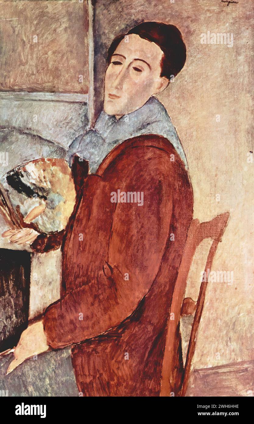 Amedeo Modigliani (1884-1920), Italian, Modernism - Last Self-Portrait ...