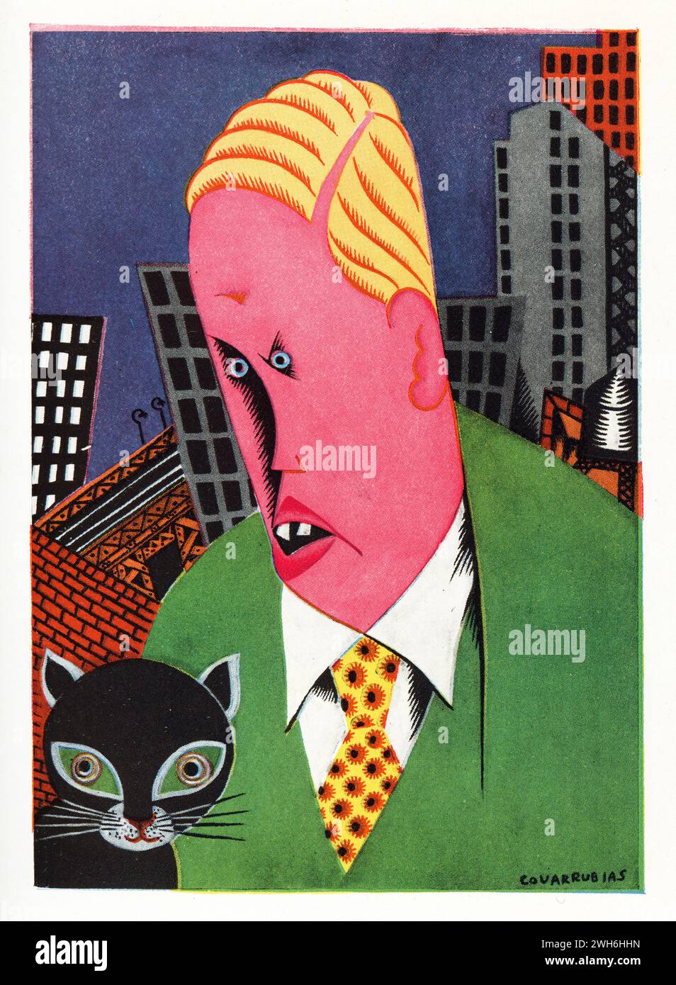 Carl Van Vechten, comic portrait by Miguel Covarrubias Stock Photo - Alamy