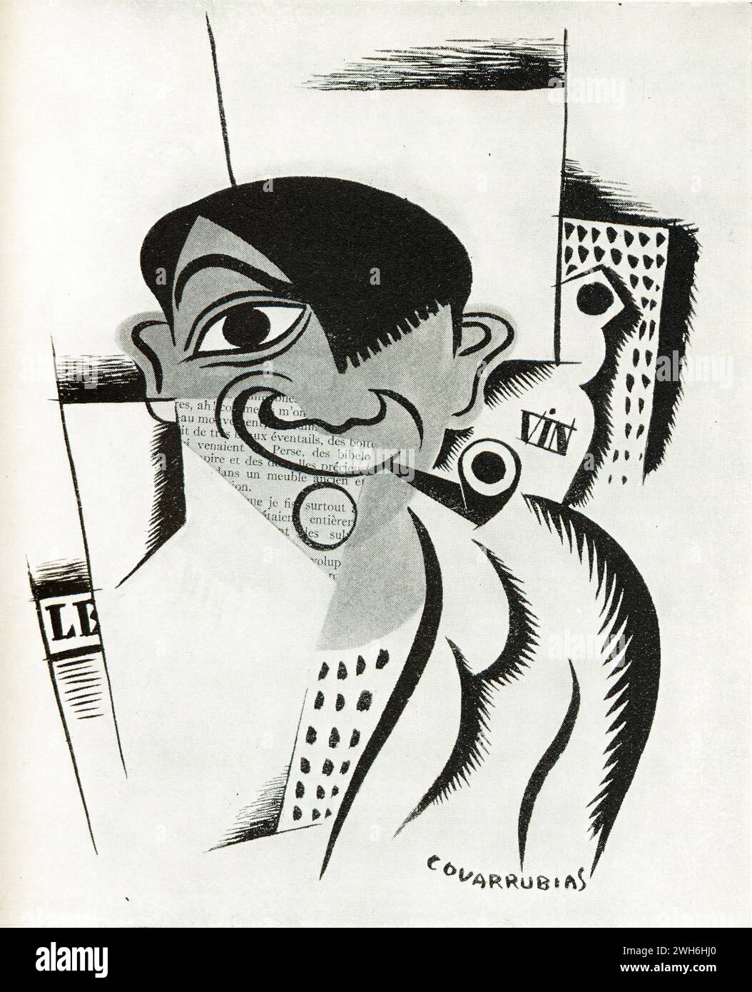 Pablo Picasso, comic portrait by Miguel Covarrubias Stock Photo - Alamy