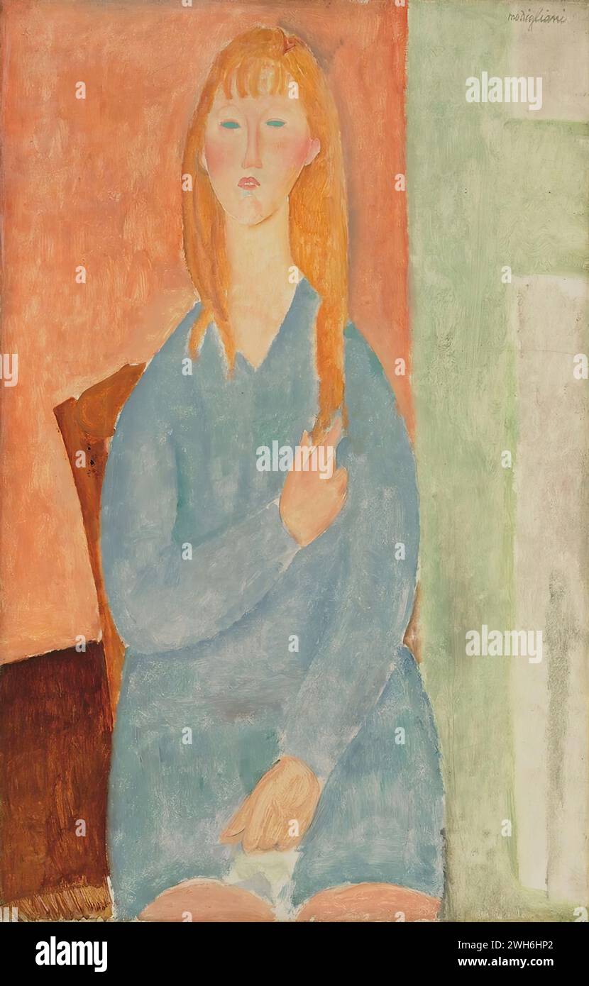 Amedeo Modigliani (1884-1920), Italian, Modernism - Young Girl Sitting ...