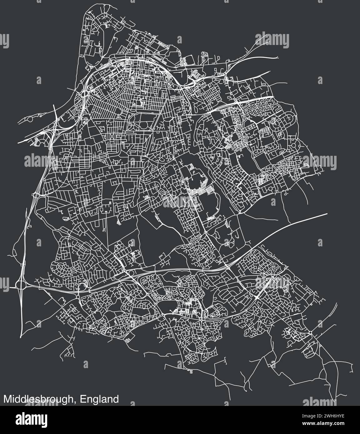 Middlesbrough outline map hi-res stock photography and images - Alamy