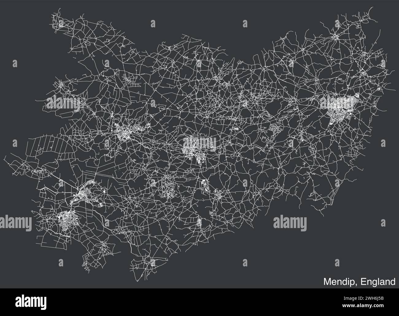 Street roads map of the British city of MENDIP, ENGLAND Stock Vector ...