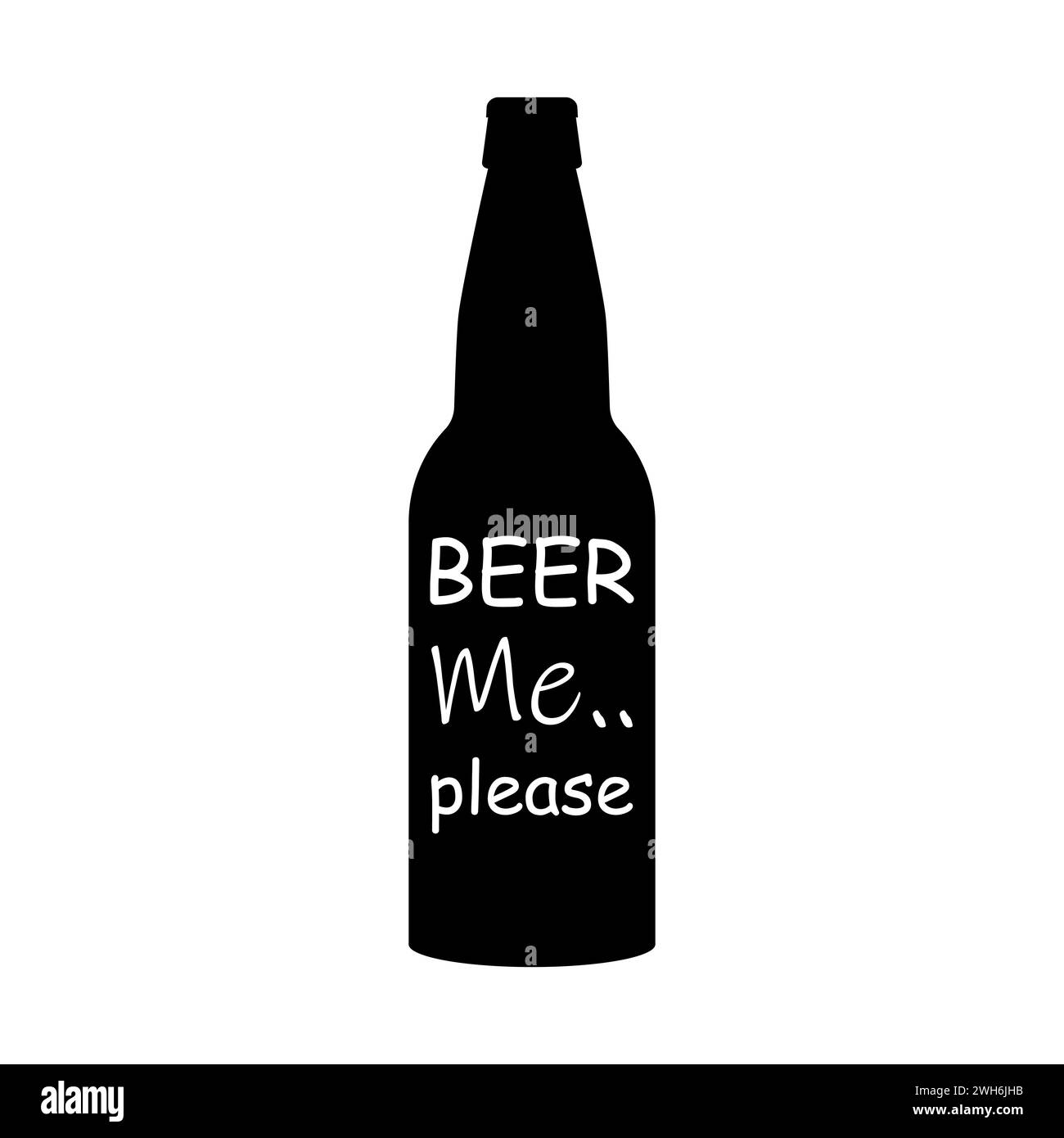 Beer bottle frame. Black silhouette on a white background. Isolated ...
