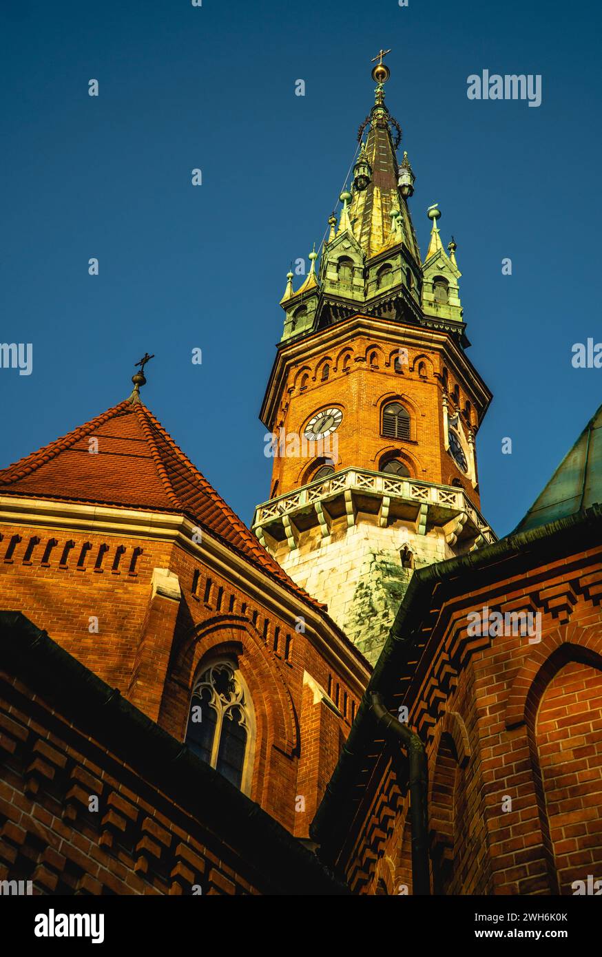 Church tower with steeple, showcasing architectural beauty Stock Photo ...