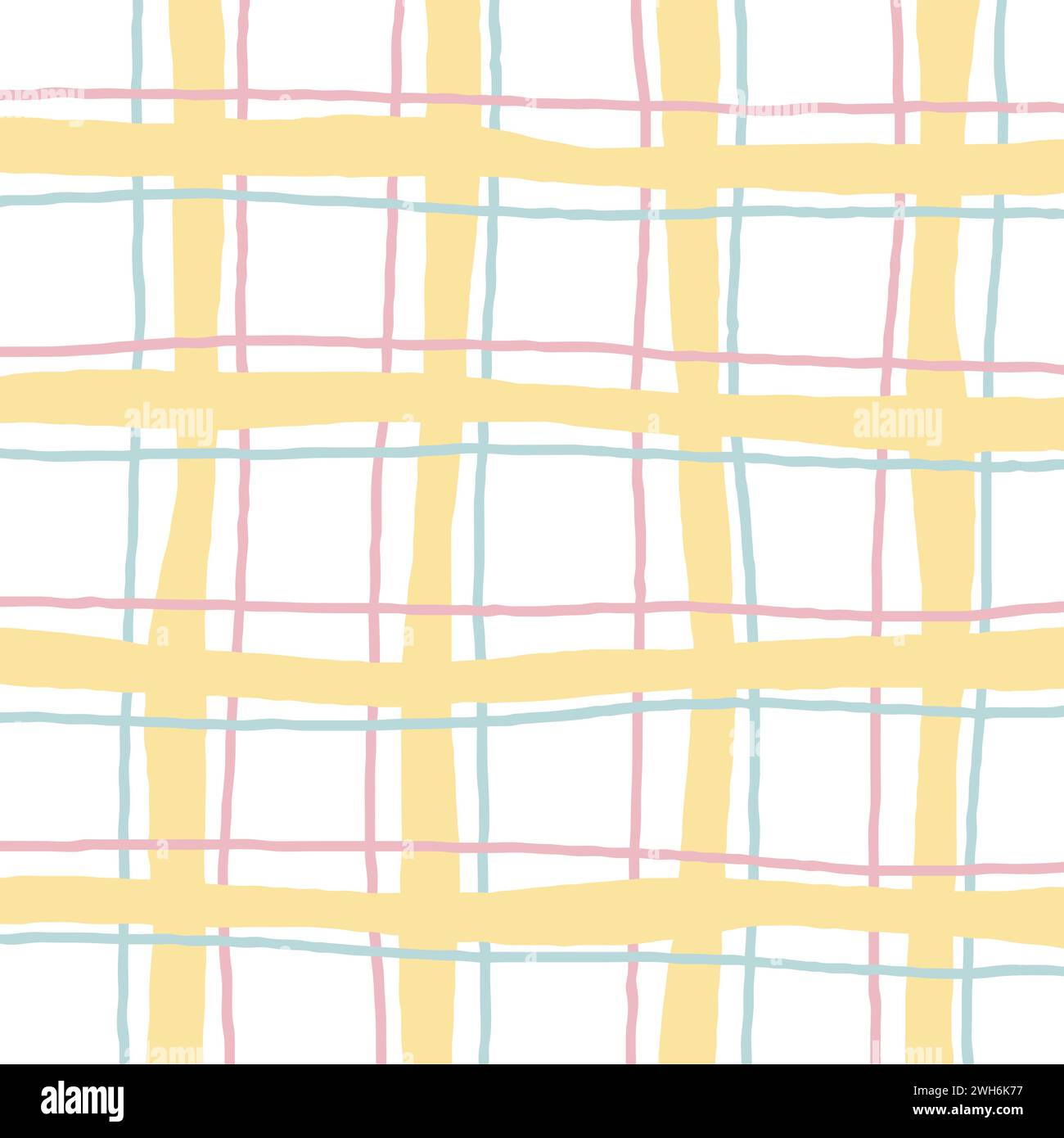 Vector hand drawn cute checkered grid pattern. Doodle Plaid geometrical ...