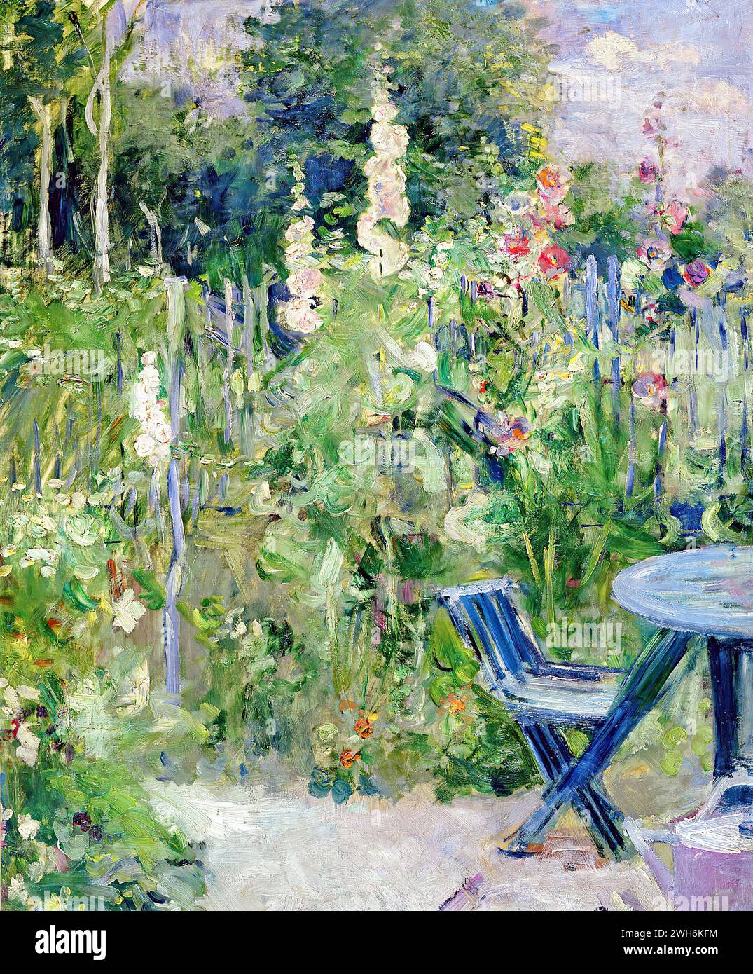 Berthe Morisot (1841-1895), French, Impressionism - Hollyhocks [1884 ...