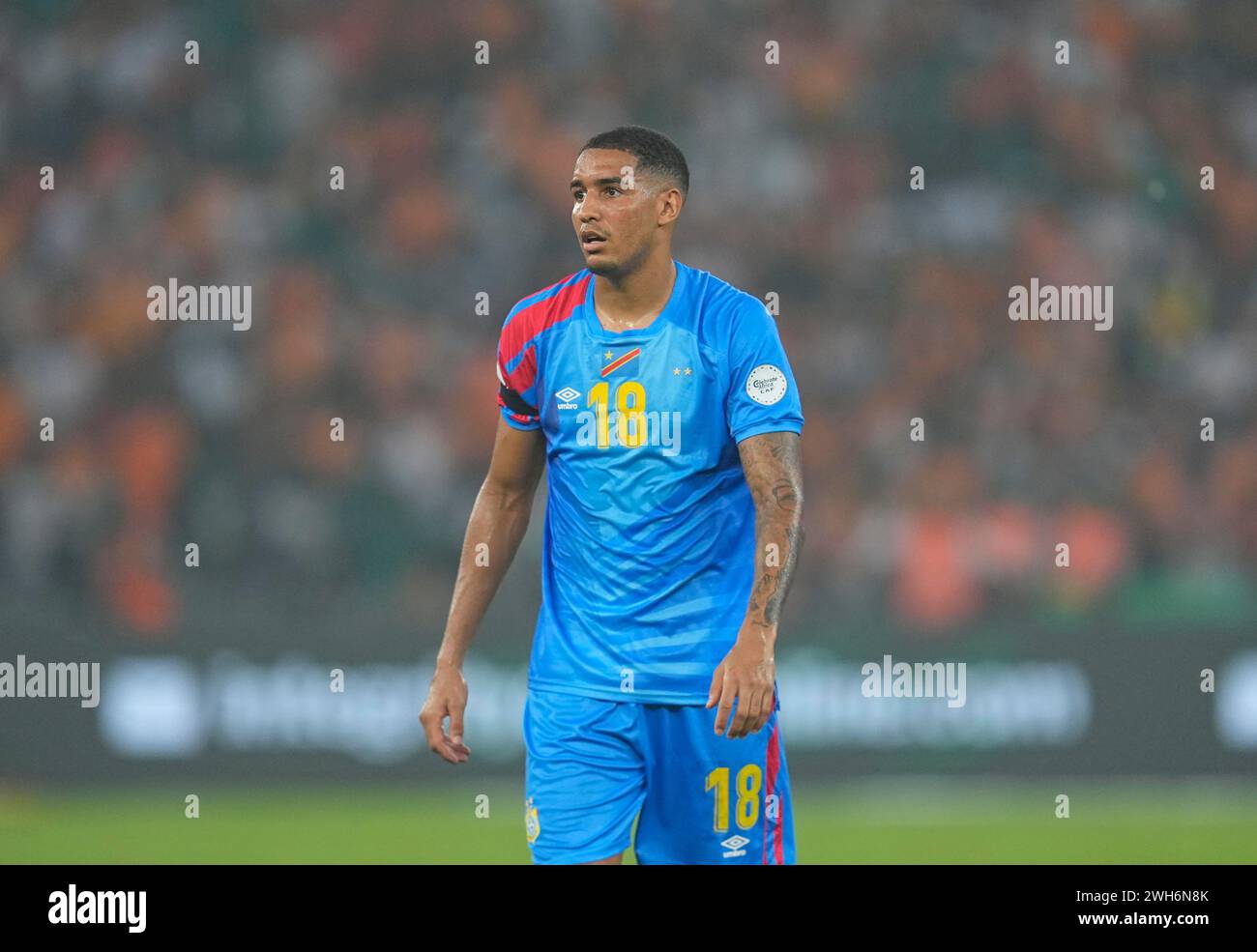 February 07 2024: Charles Pickel Monginda (DR Congo) looks on during a ...