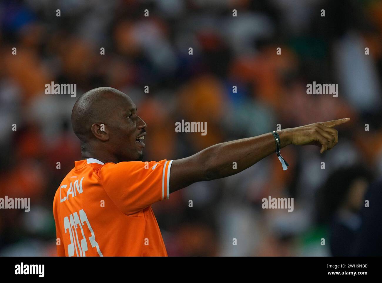 February 07 2024: Didier Drogba (Ivory Coast) gestures during a African ...