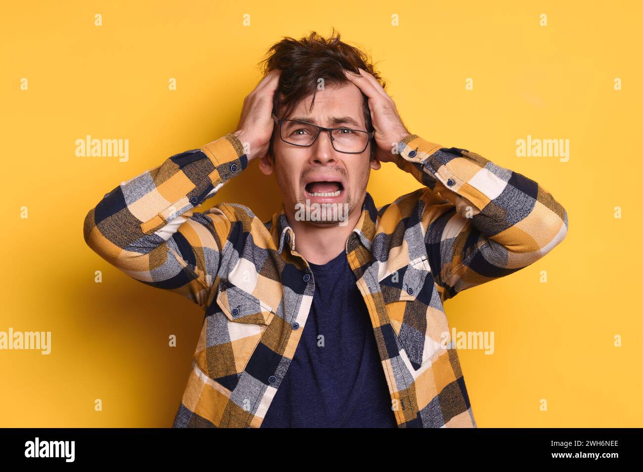 Desperate man crying hands on hi-res stock photography and images - Alamy