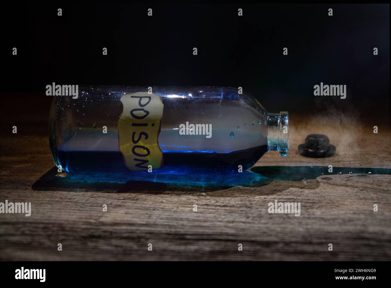 Bottle of poison, poured the poisonous liquid, the danger of being ...