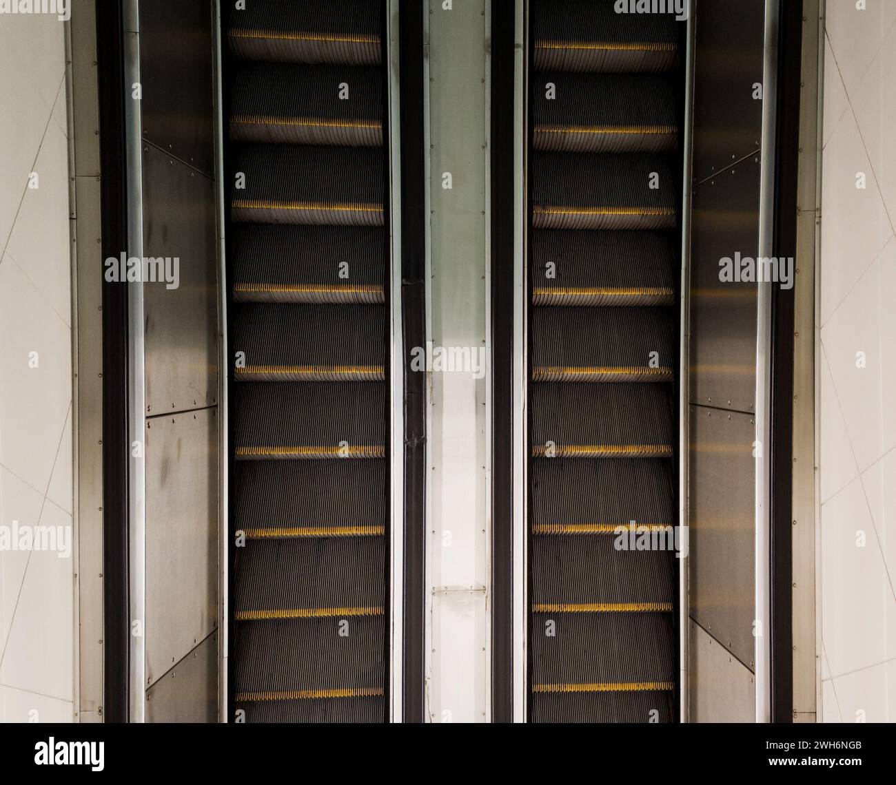 Modern Escalator in metro, top view. horizontal image Stock Photo - Alamy