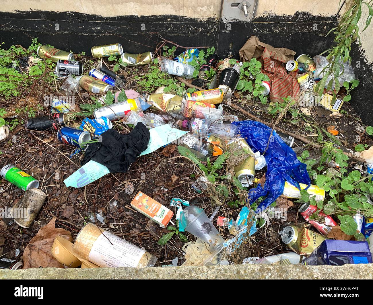 Slough, Berkshire, UK. 7th February, 2024. Litter dumped in the ...