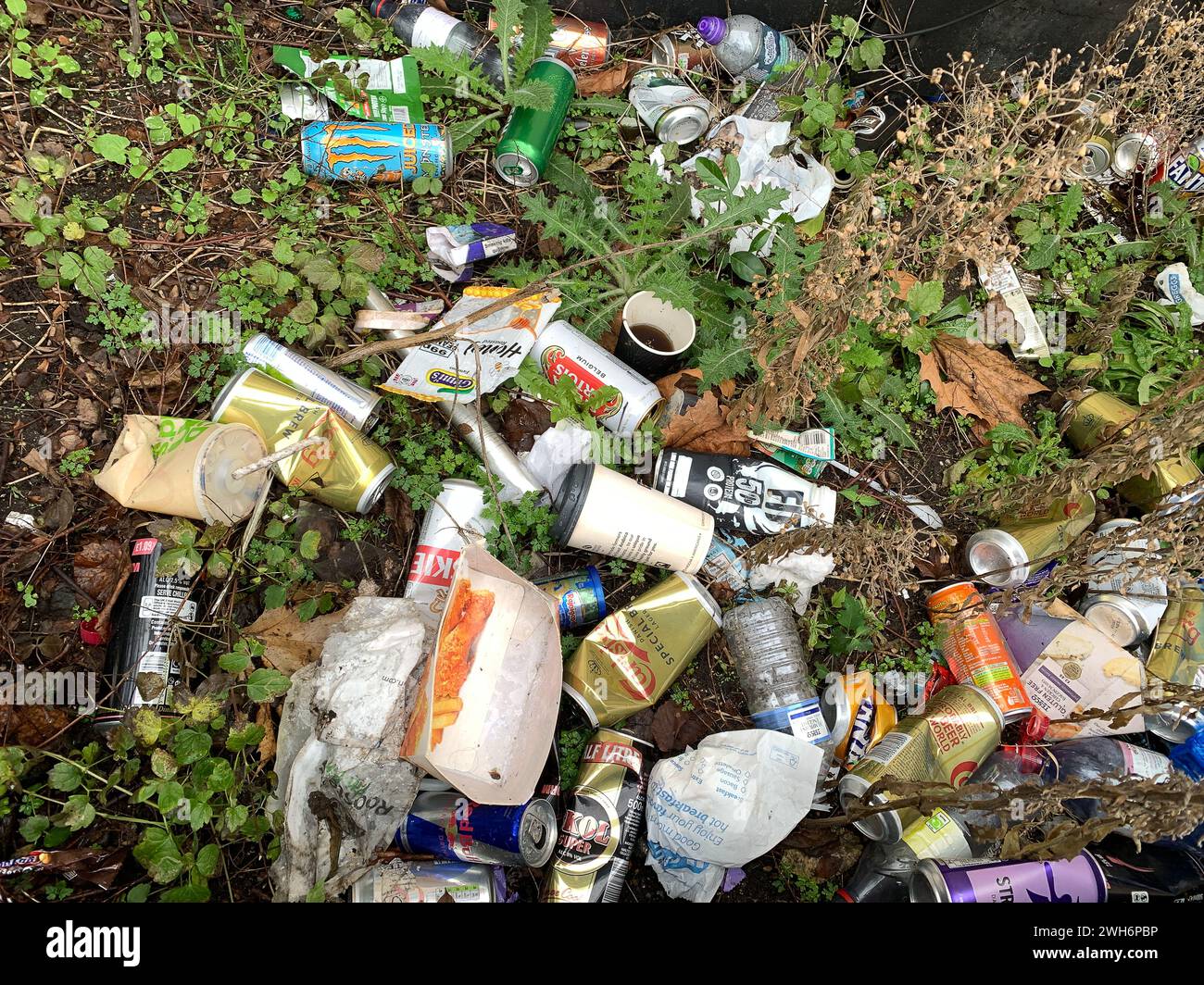 Slough, Berkshire, UK. 7th February, 2024. Litter dumped in the ...