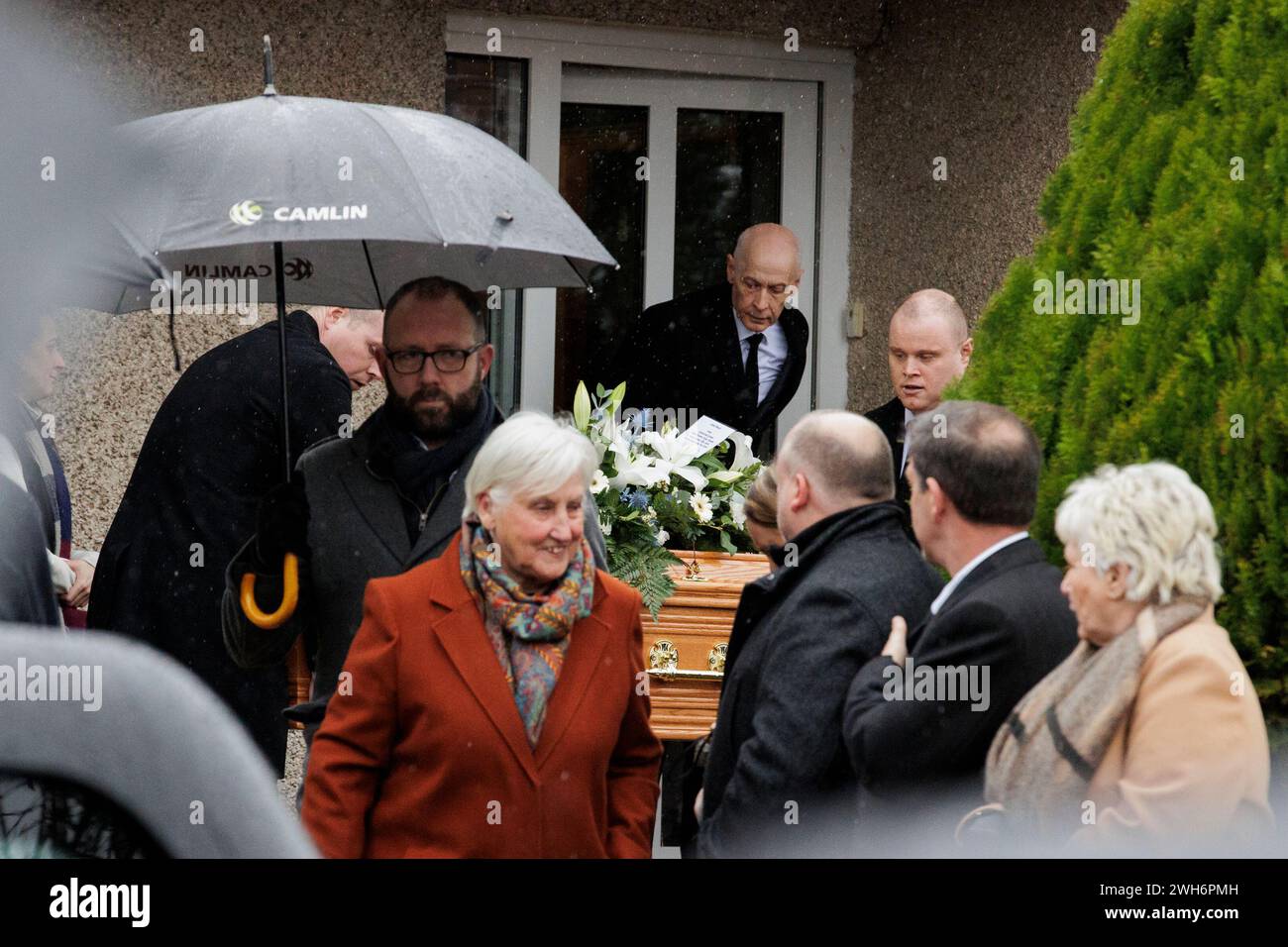 The coffin of Blake Newland is carried out of the home of his ...