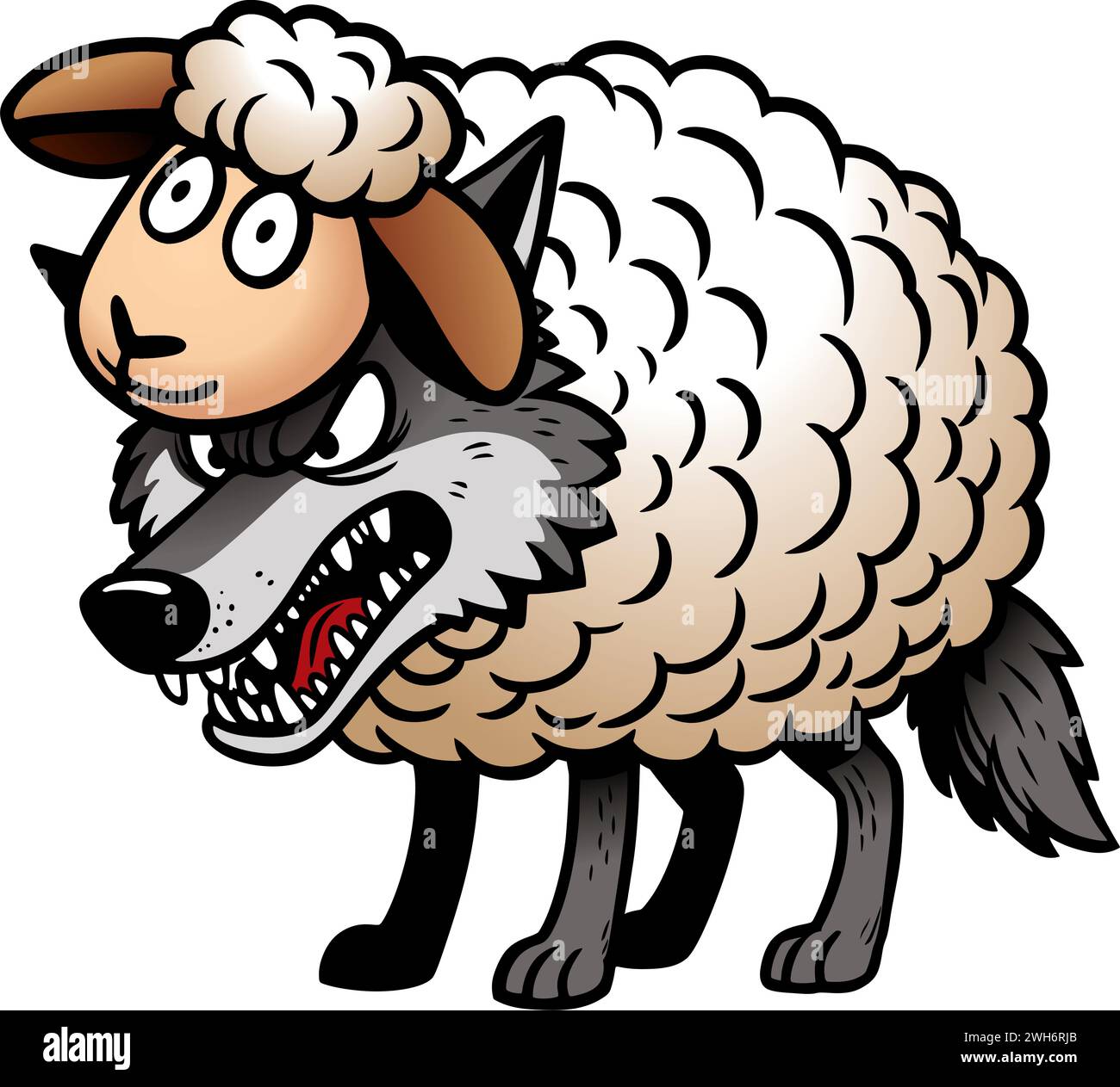 the evil wolf dressed himself in sheep's clothing Stock Vector Image ...