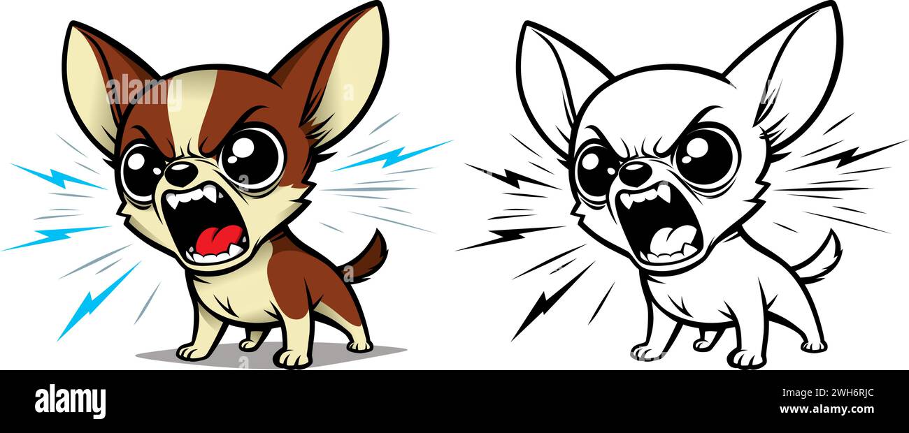 little angry chihuahua dog barks, vector drawing Stock Vector Image ...