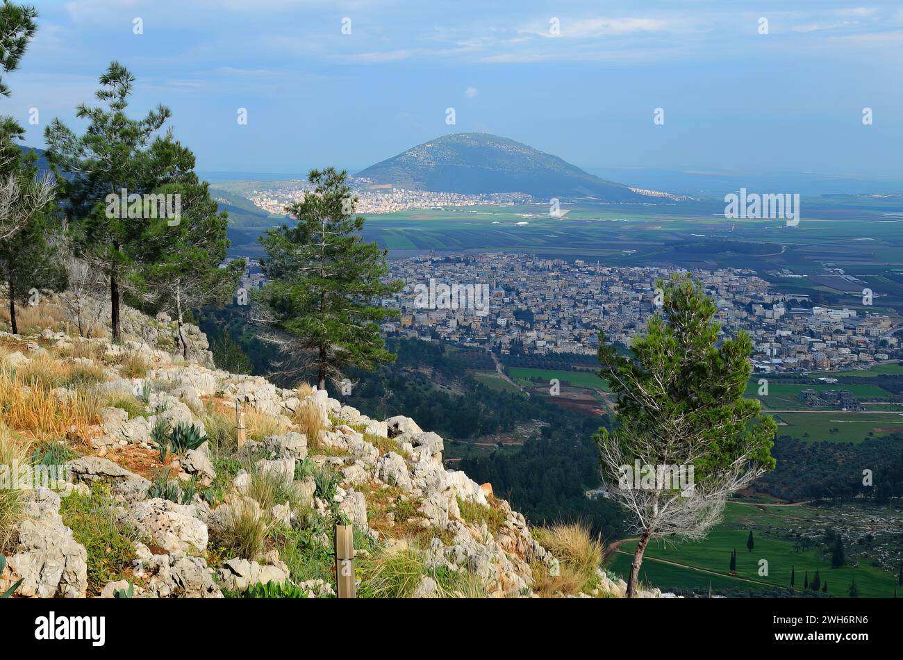 An aerial View of Mount Tabor from Mount Precipice (Har Kedumim Stock ...
