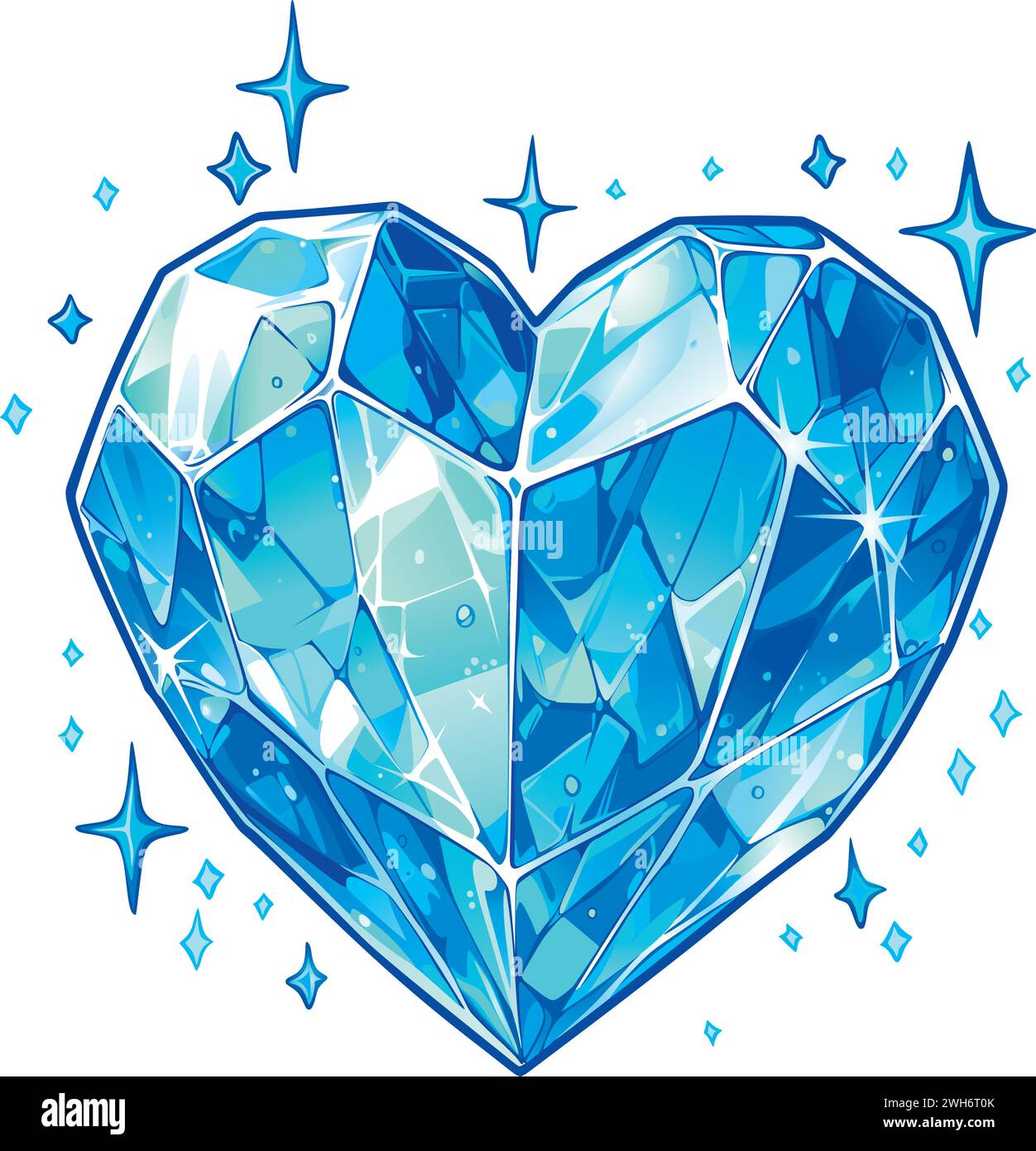 cold frozen heart made of ice with stars around Stock Vector Image ...