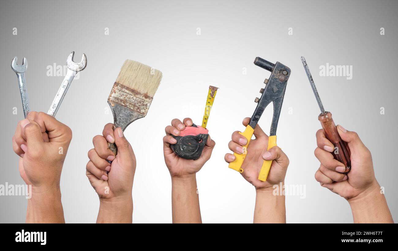 Hand holding plier tool hi-res stock photography and images - Alamy