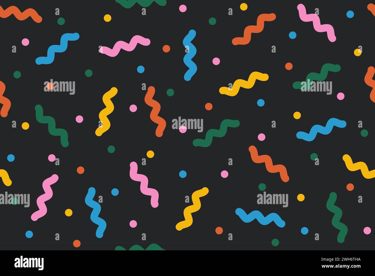 Fun seamless pattern with colorful confetti on black backdrop. Multi ...