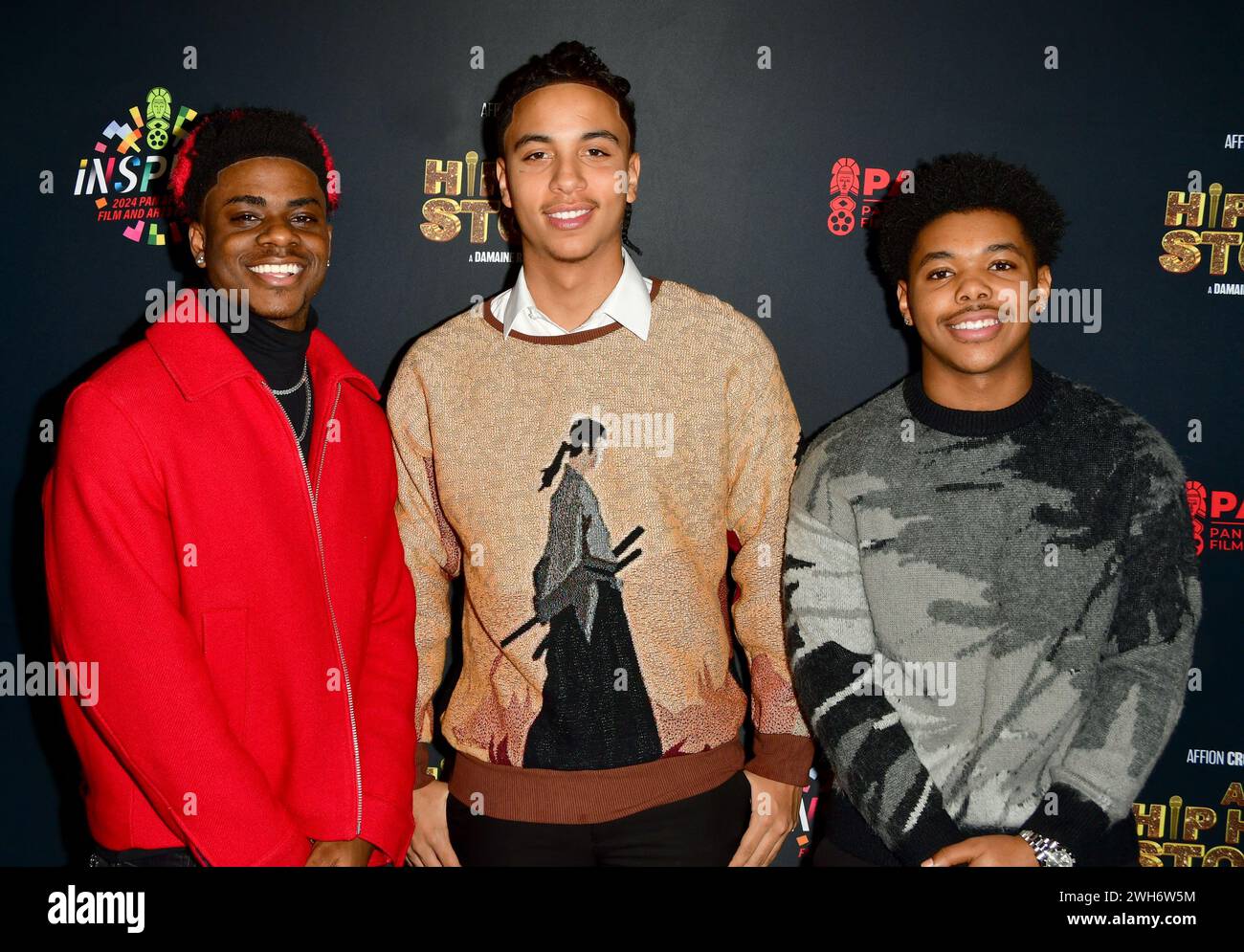 Beverly Hills, Ca. 7th Feb, 2024. Noah Abbott, Joshua Caleb Johnson, Cedric Joe at the 32nd ...