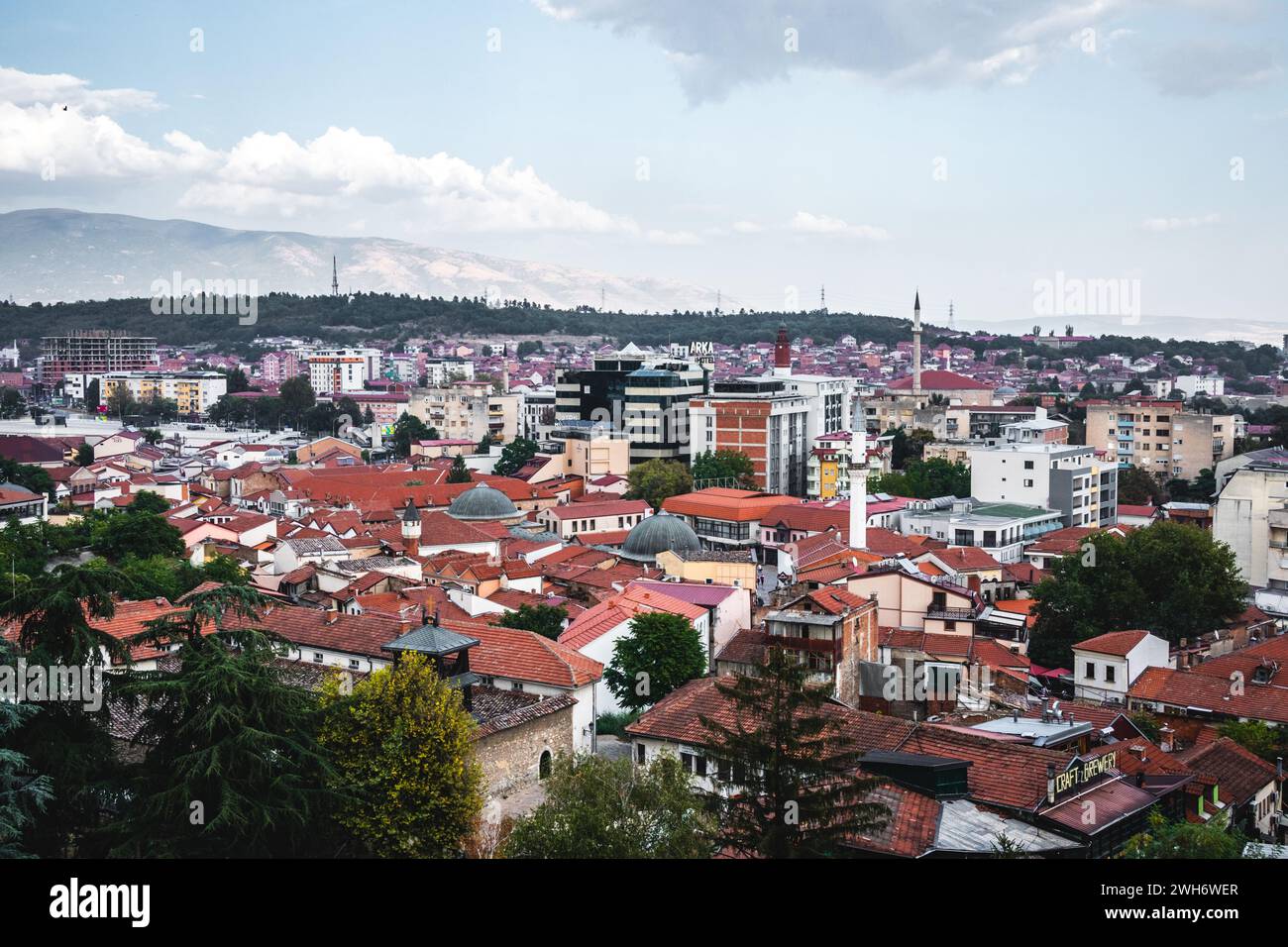 The rooftops of Skopje's Ottoman-era Old Bazaar, as seen from the walls ...