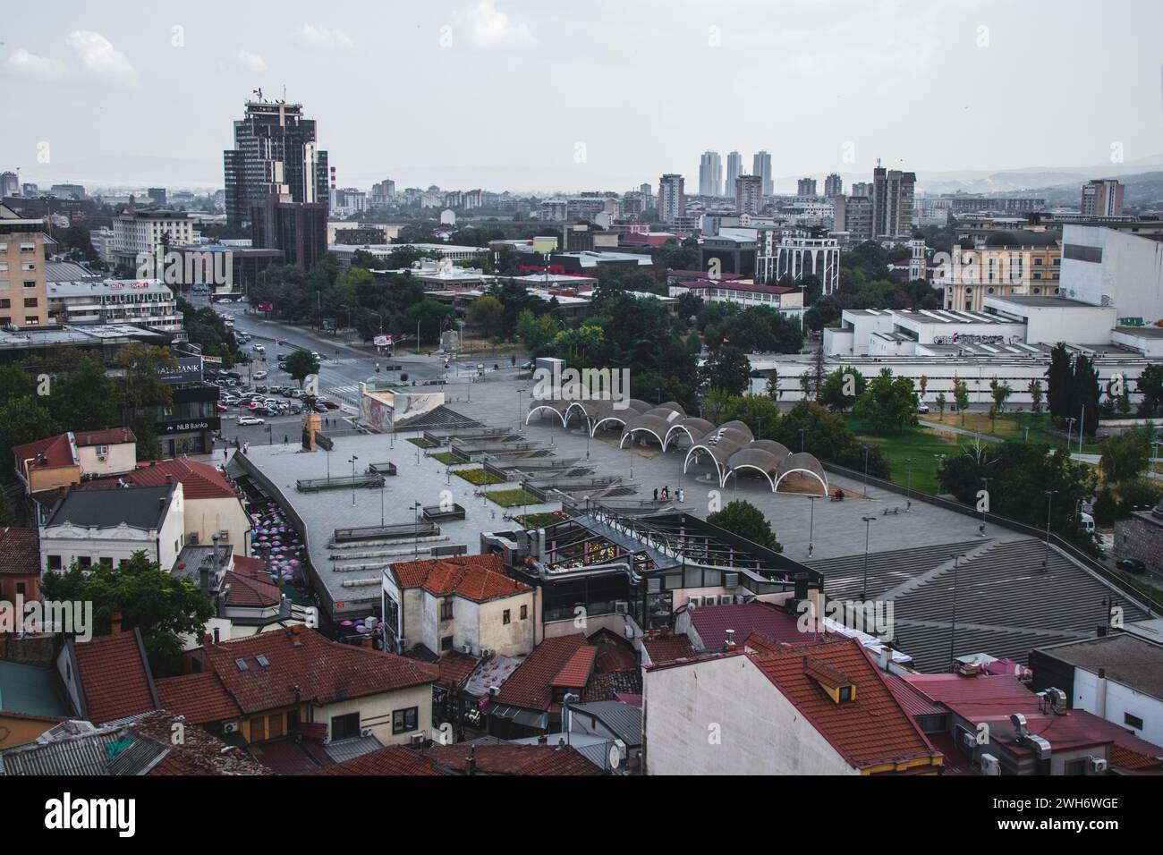 The rooftops of Skopje's Ottoman-era Old Bazaar, as seen from the walls ...