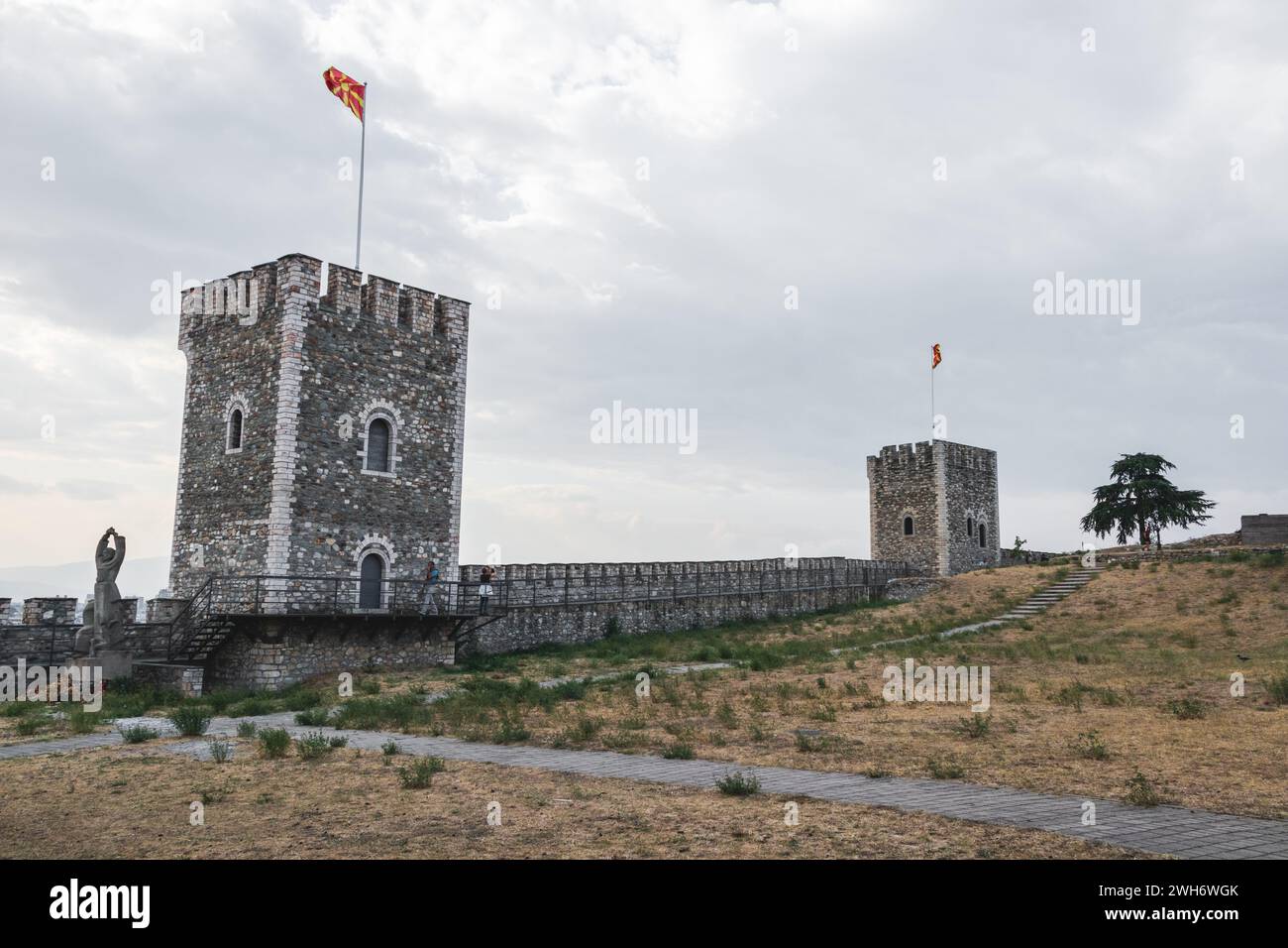 The walls of the ancient Skopje Fortress - Kale - in the centre of the ...