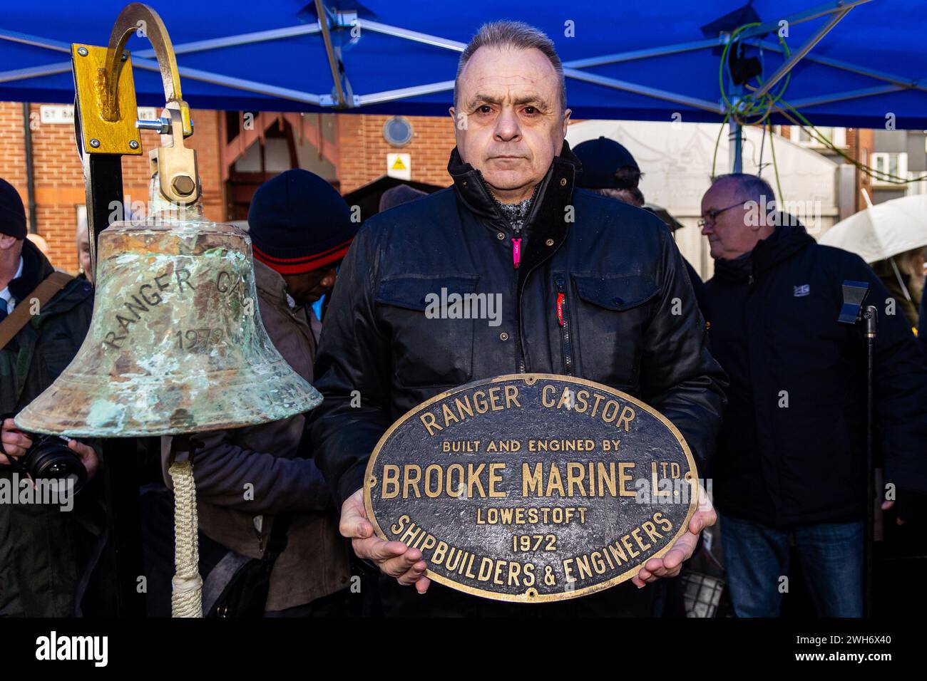 Hull, UK, 08 February 2024, memorial to the sinking of Hull trawler the ...