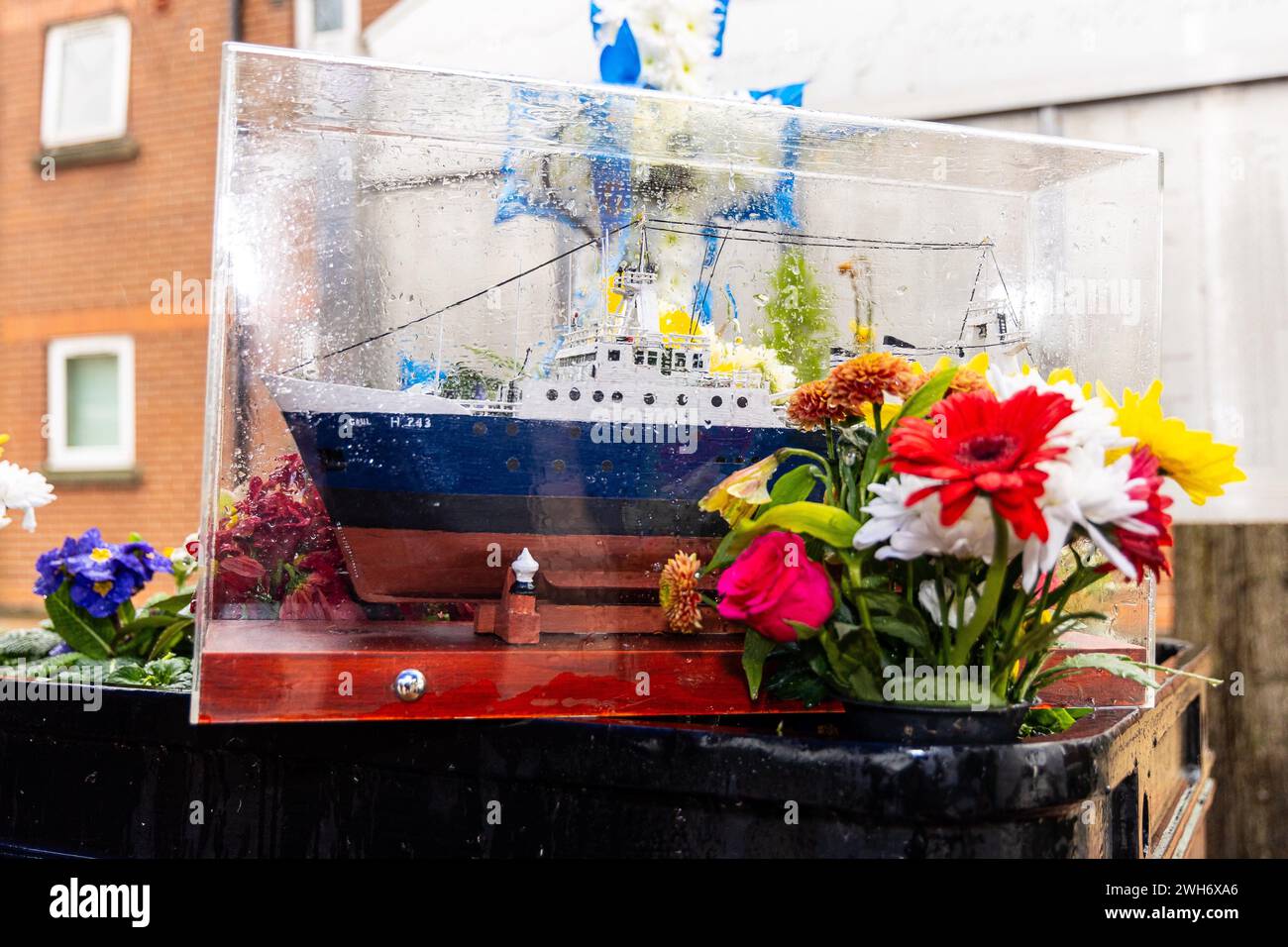Hull, UK, 08 February 2024, memorial to the sinking of Hull trawler the ...