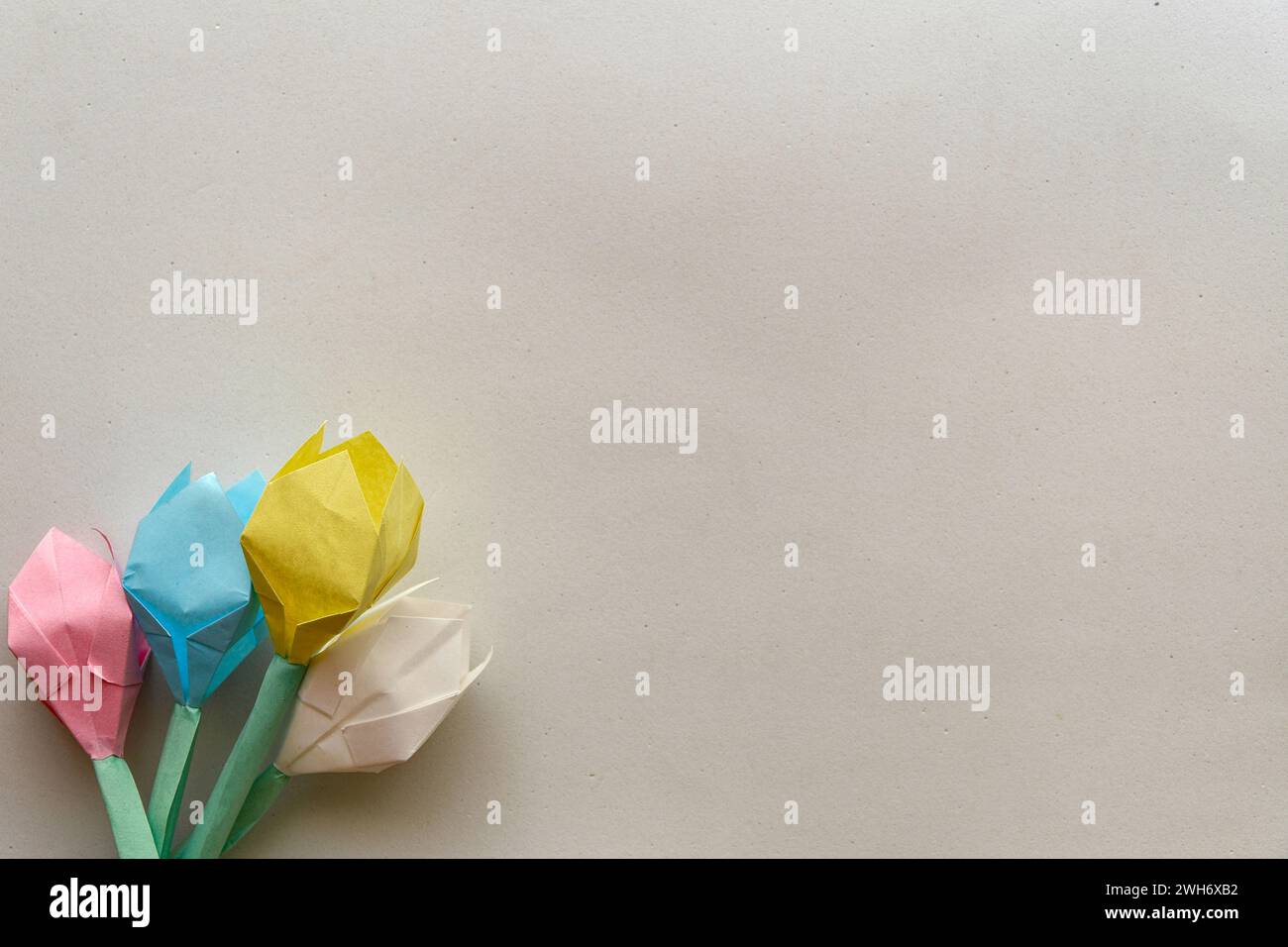 origami tulips on white background Stock Photo - Alamy
