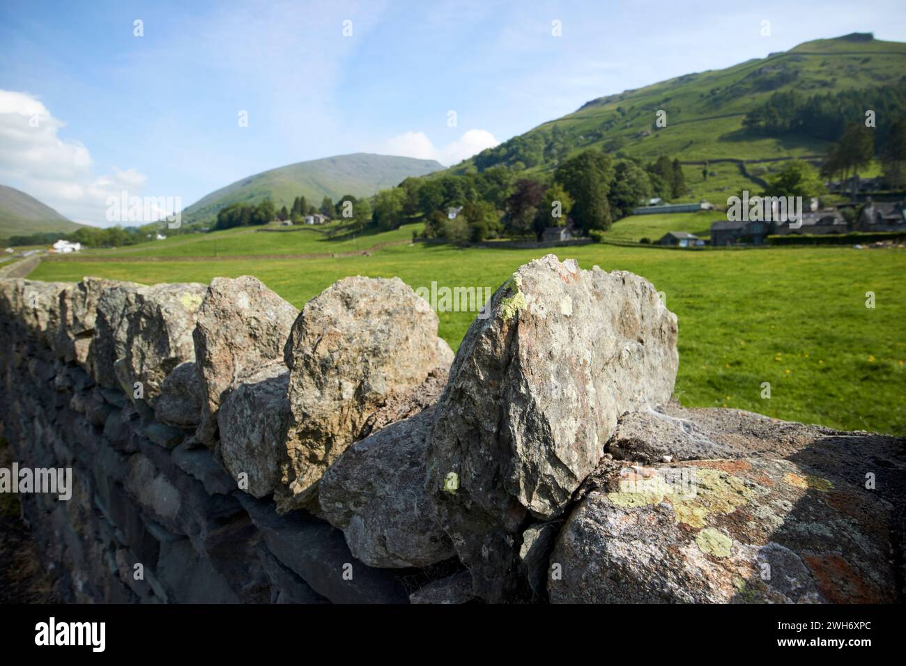 locally sourced stone wall with typical cumbrian construction style in ...