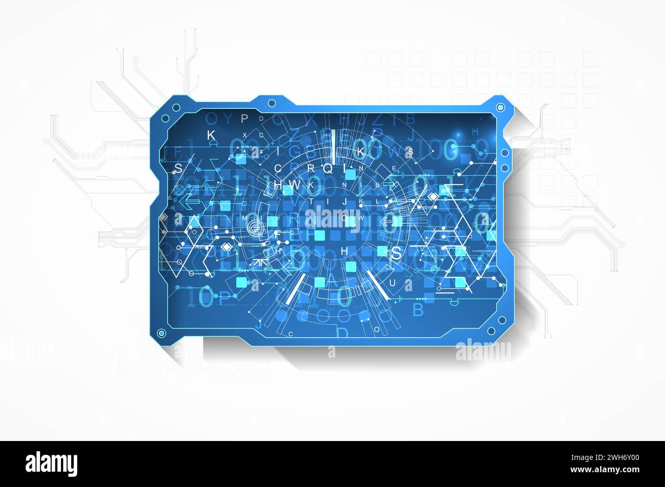 Technological abstract picture on a white background. Hand drawn vector ...