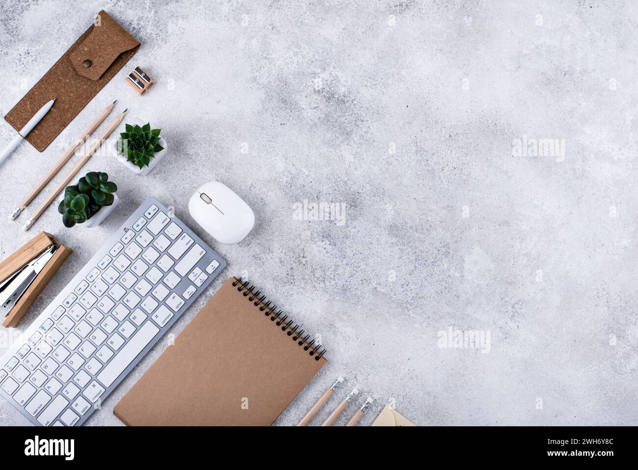 Top view work desk office workspace Stock Photo - Alamy