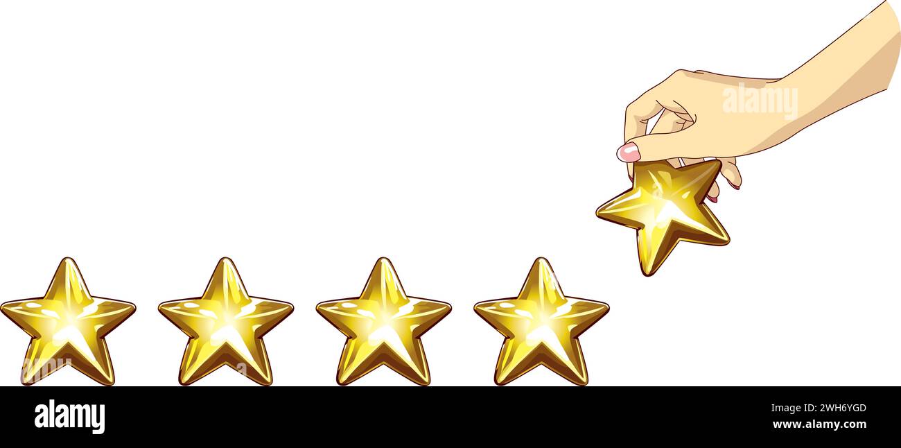 womans hand giving five stars rating, drawing Stock Vector Image & Art ...