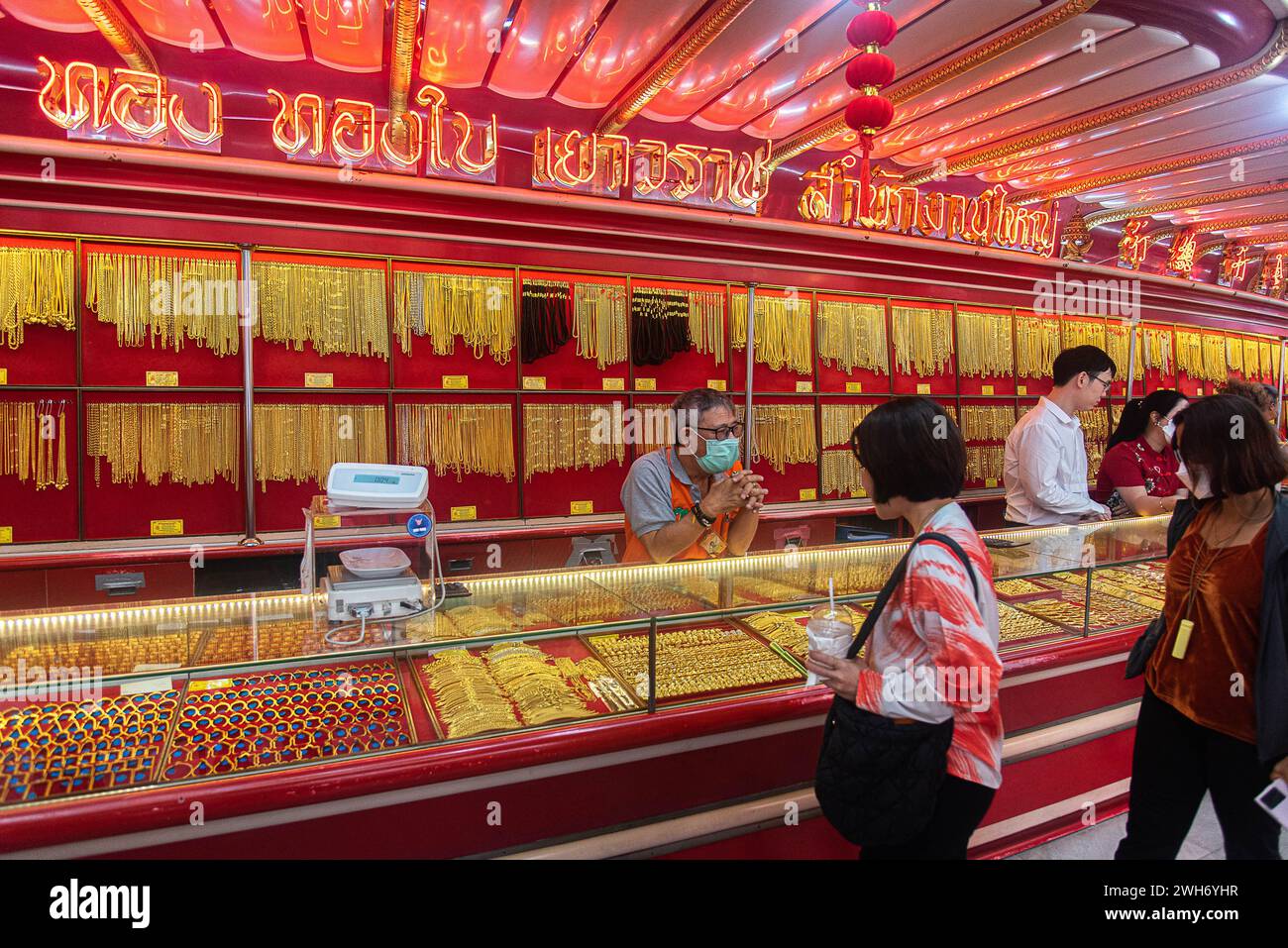 A general view of customers inspecting gold inside the gold shop in ...
