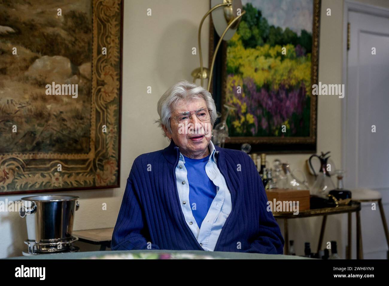 Composer Manuel Alejandro poses for Europa Press on February 8, 2024 ...
