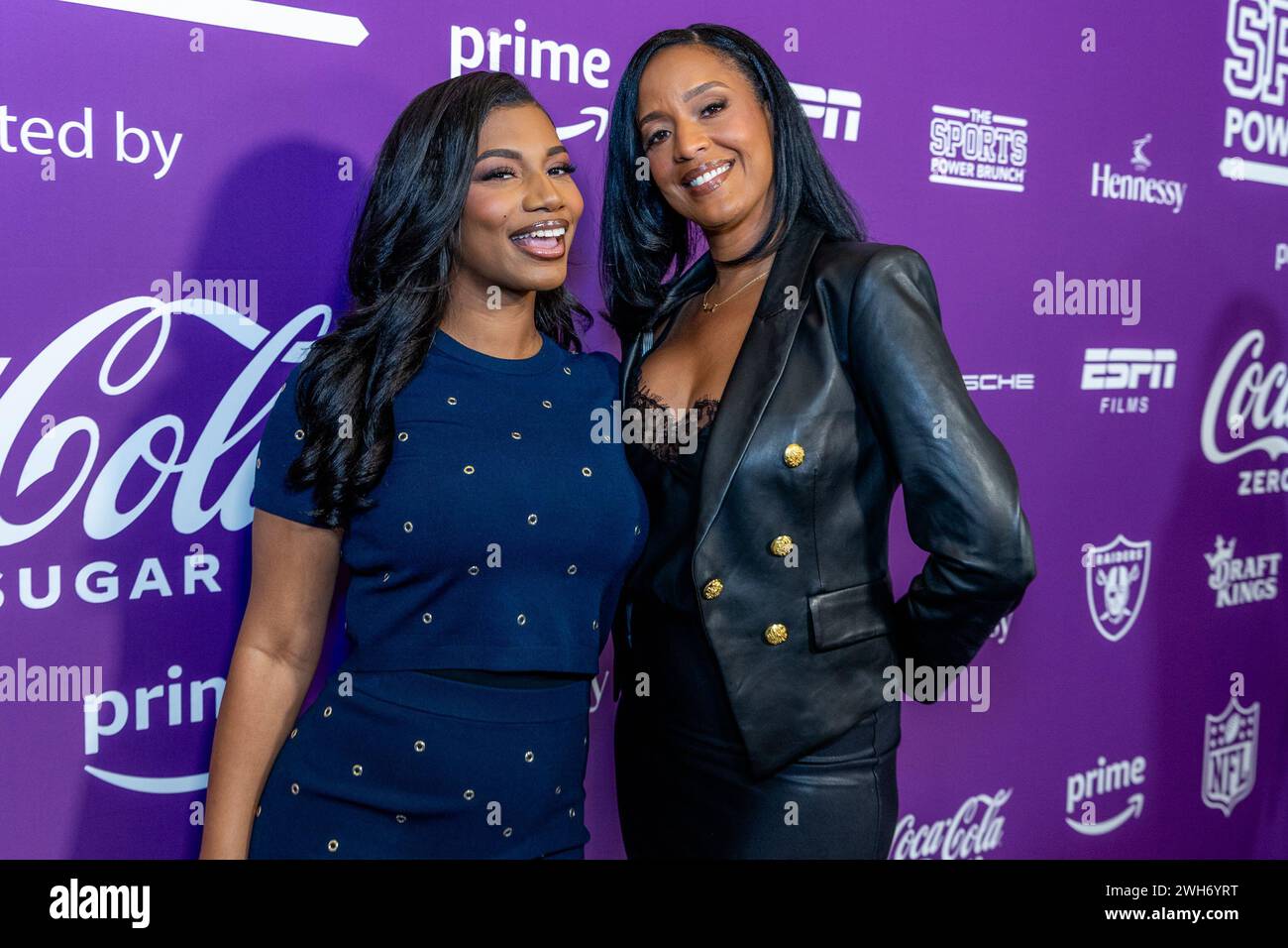 Las Vegas, USA. 07th Feb, 2024. Taylor Brooks (L), Reporter, TNT Sports and Amazon's Thursday ...